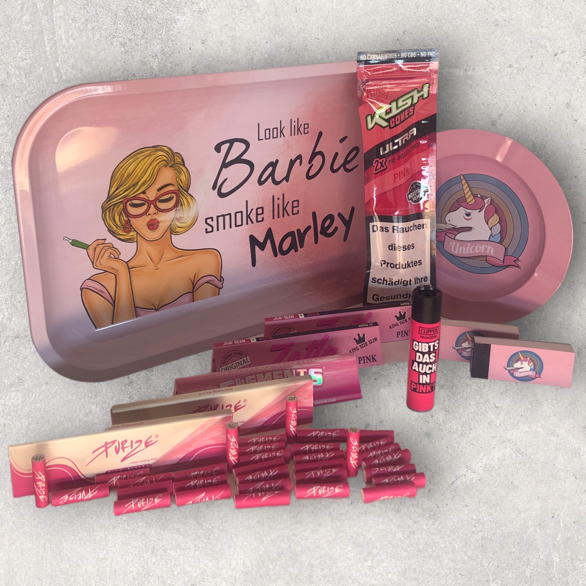 Barbie Marley Pink Smoker Rolling Tray Bundle - Wir sind Feuer und ...